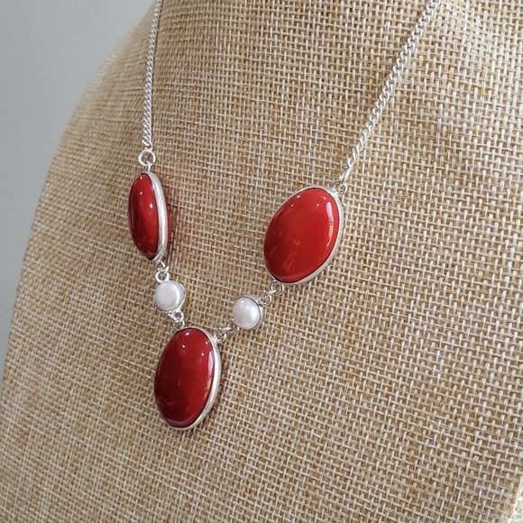 Hand Crafted | Jewelry | Red Coral Pearl Gemstone Necklace | Poshmark